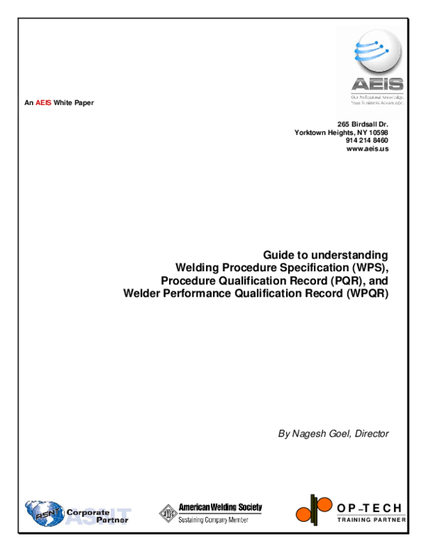 (PDF) Guide to understanding Welding Procedure Specification (WPS ...