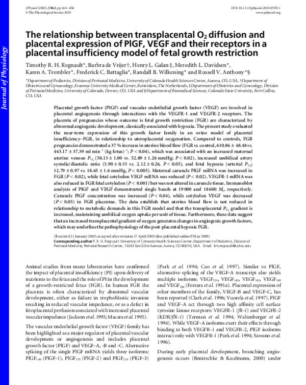 (PDF) The relationship between transplacental O2 diffusion and ...