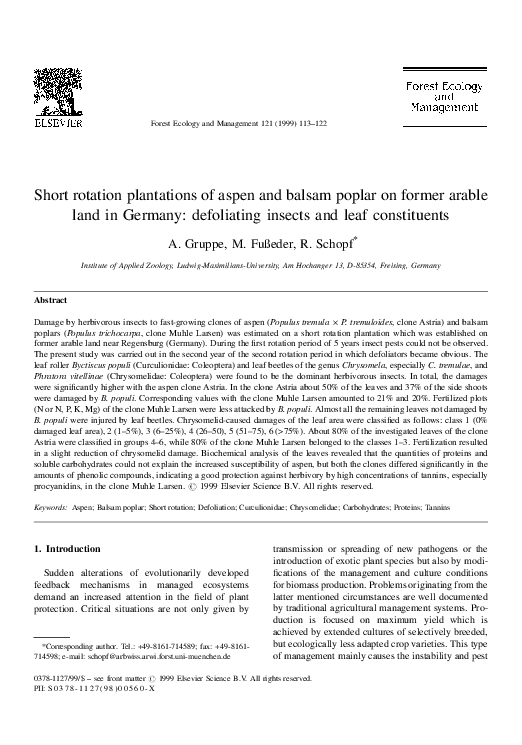 (PDF) Short rotation plantations of aspen and balsam poplar on former ...
