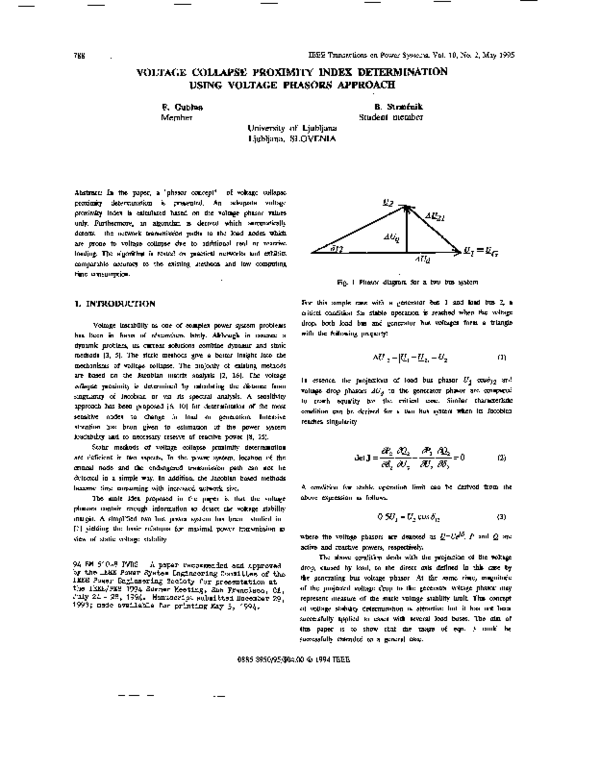 (PDF) Voltage collapse proximity index determination using voltage phasors approach