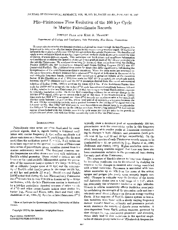 (PDF) Plio—Pleistocene time evolution of the 100-kyr cycle in marine ...
