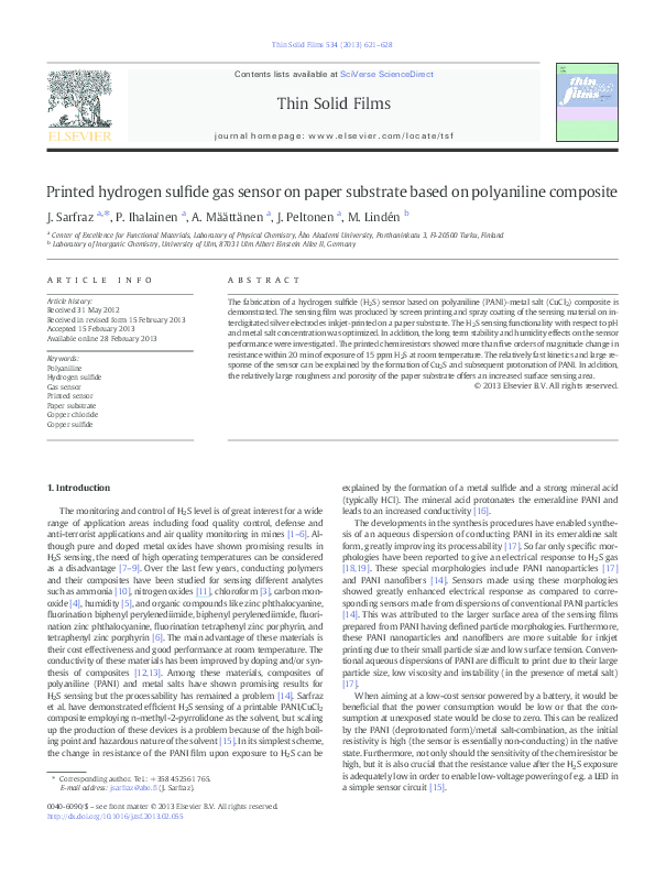 (PDF) Printed hydrogen sulfide gas sensor on paper substrate based on ...