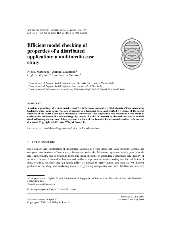 (PDF) Efficient model checking of properties of a distributed application: a multimedia case study