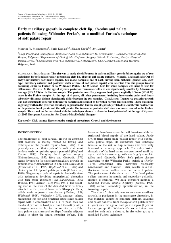 (PDF) Early maxillary growth in complete cleft lip, alveolus and palate patients following ...