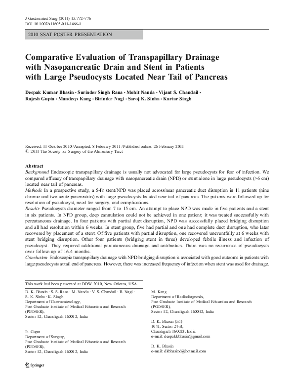 (PDF) Comparative Evaluation of Transpapillary Drainage with ...
