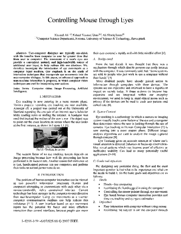 (PDF) Controlling Mouse through Eyes