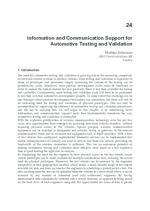 (PDF) Information and Communication Support for Automotive Testing and ...