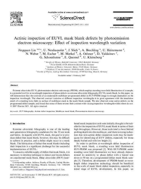 (PDF) Development of actinic full-field EUV mask blank inspection tool ...