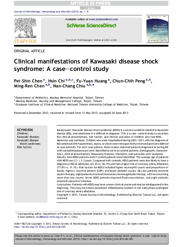 (PDF) Clinical manifestations of Kawasaki disease shock syndrome: A ...