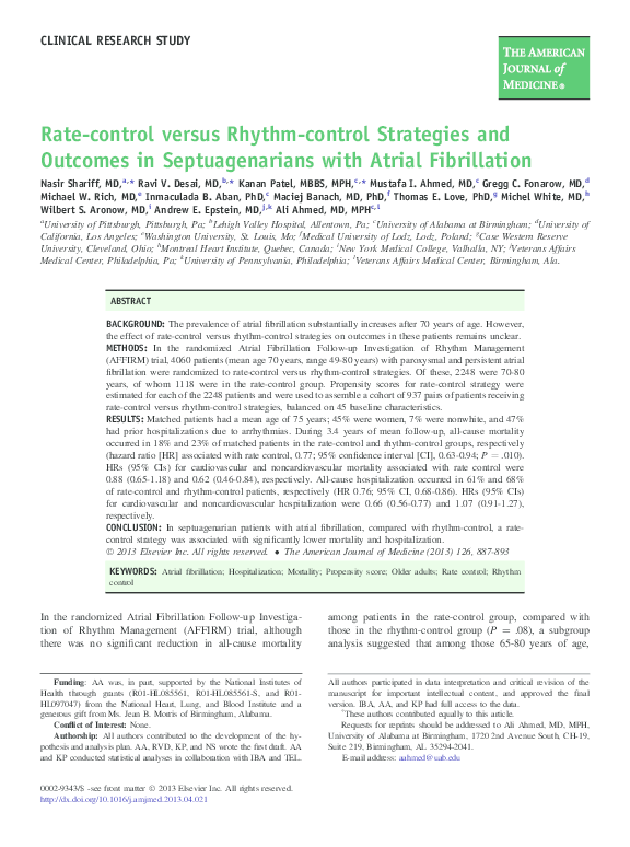 (PDF) Rate-control versus Rhythm-control Strategies and Outcomes in ...