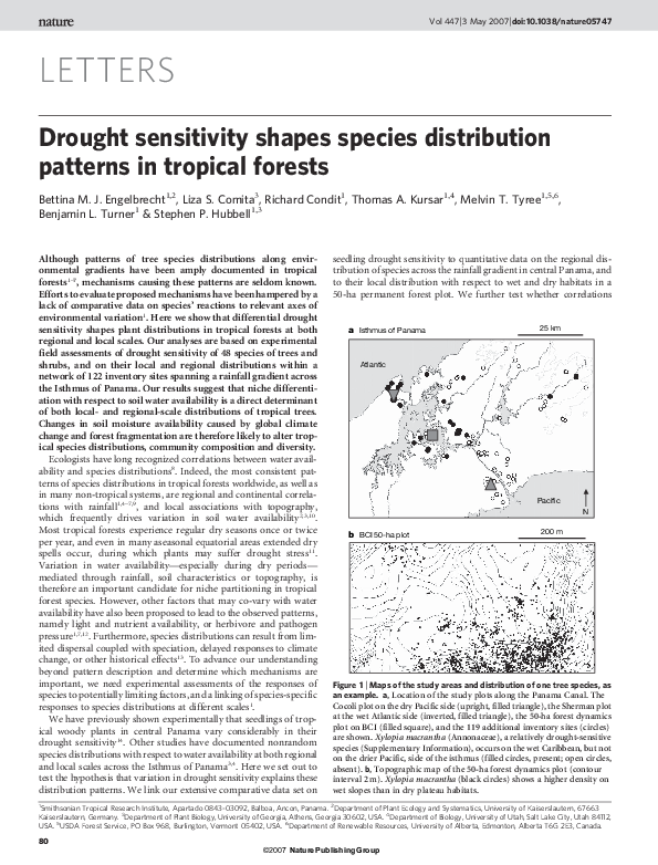 (PDF) Drought sensitivity shapes species distribution patterns in ...