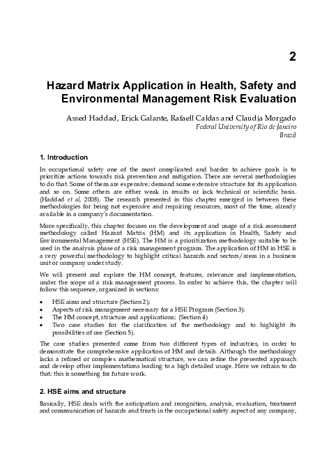 (PDF) Hazard Matrix Application in Health, Safety and Environmental ...