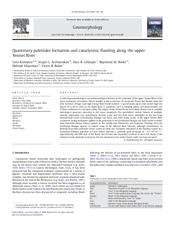 (PDF) Quaternary paleolake formation and cataclysmic flooding along the ...
