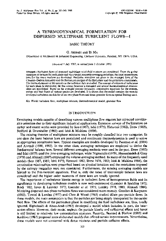 (PDF) A thermodynamical formulation for dispersed multiphase turbulent ...