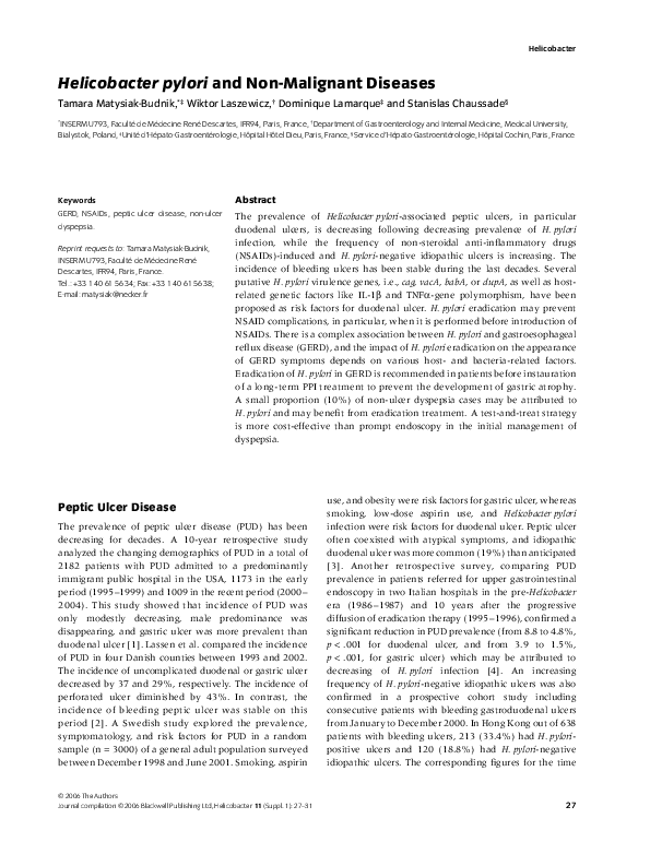 (PDF) Relevance between Helicobacter pylori Infection and Immune ...
