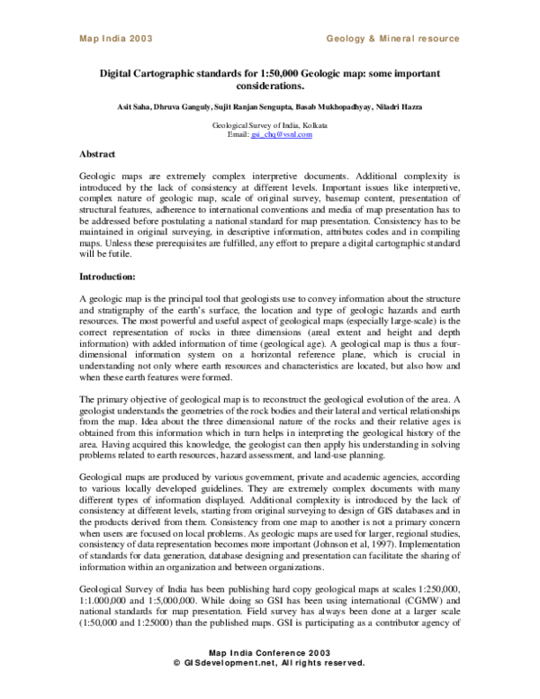 (PDF) Digital cartographic standards for 1: 50,000 geologic map: some ...