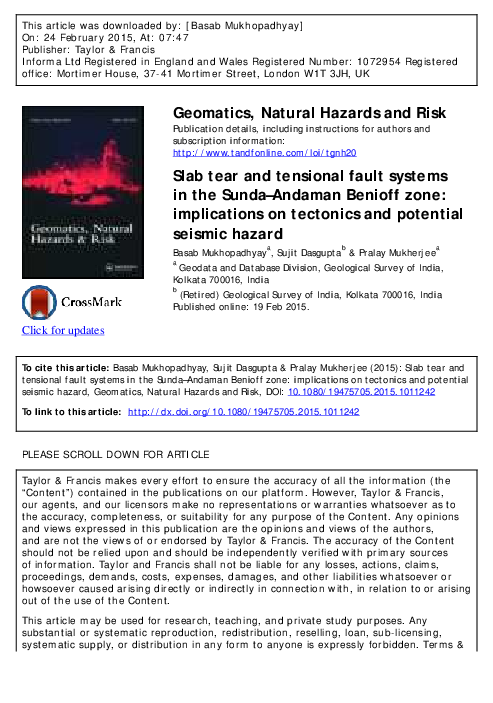 (PDF) Slab tear and tensional fault systems in the Sunda–Andaman ...