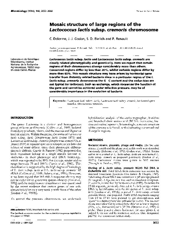 (PDF) Mosaic structure of large regions of the Lactococcus lactis subsp ...