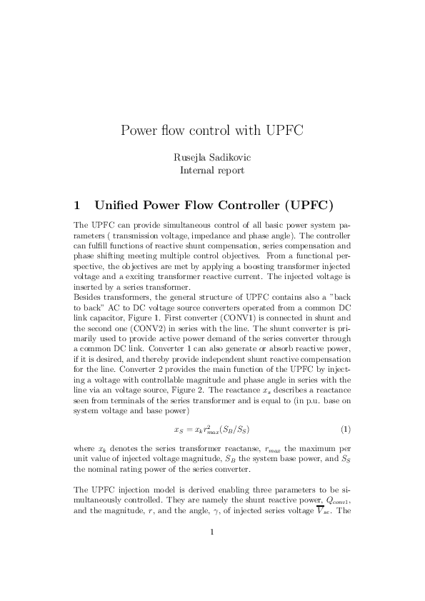 (PDF) Power flow control with UPFC