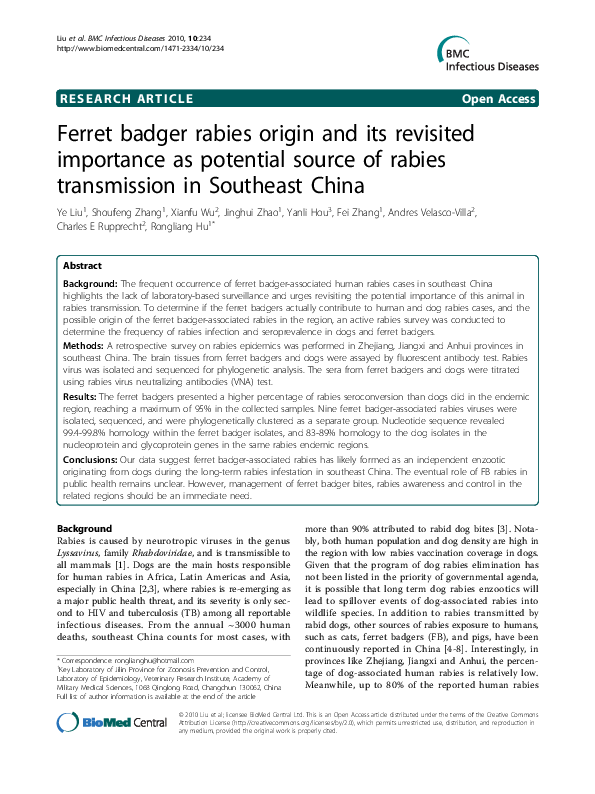 (PDF) Ferret badger rabies origin and its revisited importance as ...