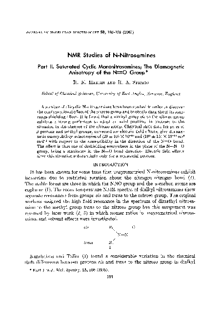 (PDF) NMR studies of N-nitrosamines