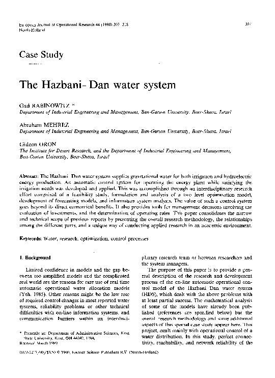(PDF) The Hazbani-Dan water system