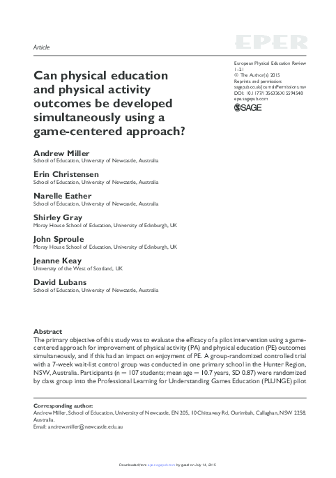 (PDF) Can physical education and physical activity outcomes be ...