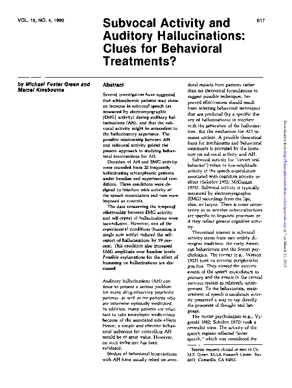 (PDF) Subvocal Activity and Auditory Hallucinations: Clues for ...