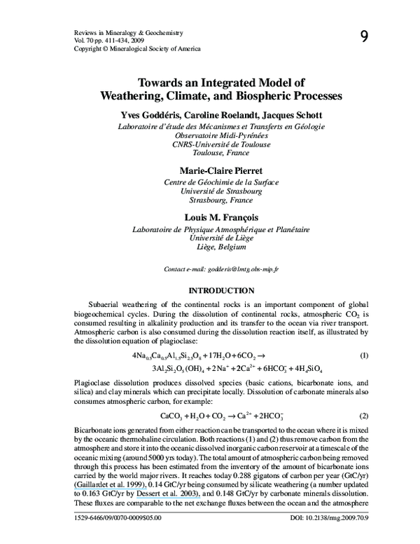 (PDF) Towards an Integrated Model of Weathering, Climate, and ...