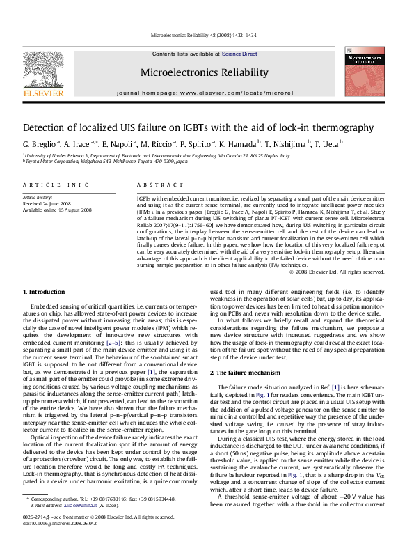 (PDF) Detection of localized UIS failure on IGBTs with the aid of lock ...