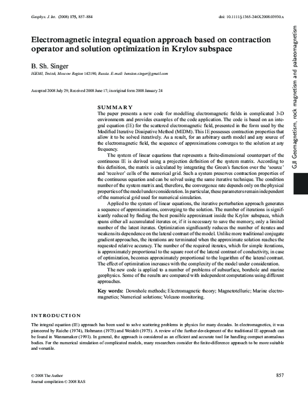 (PDF) Electromagnetic integral equation approach based on contraction operator and solution ...
