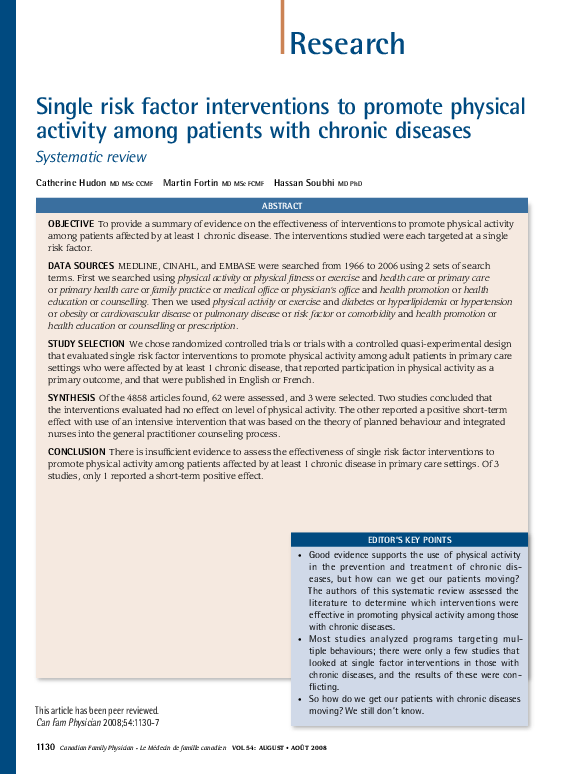 (PDF) Single risk factor interventions to promote physical activity ...