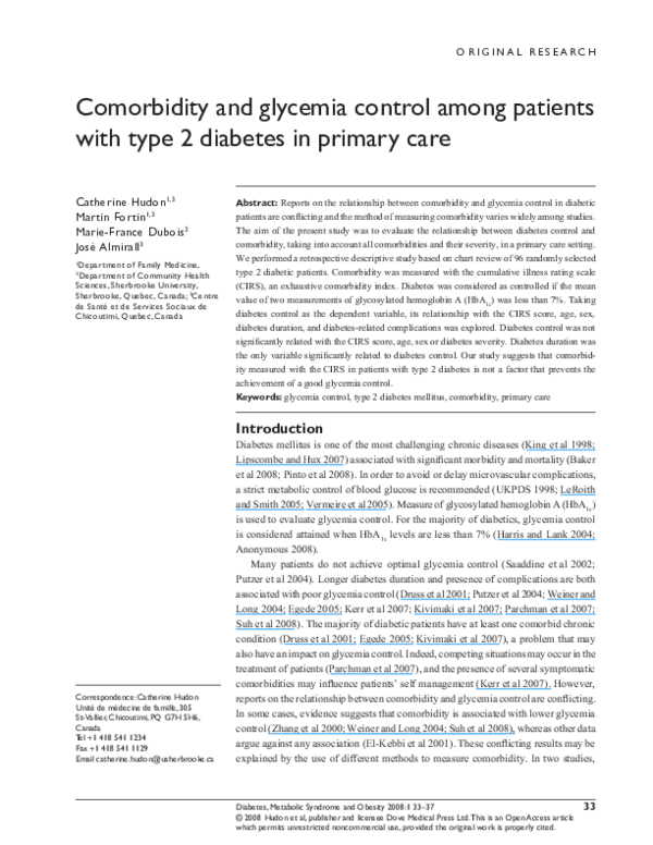 (PDF) Comorbidity and glycemia control among patients with type 2 ...