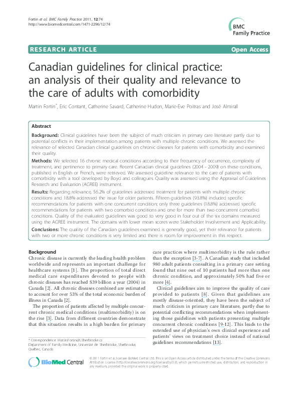 (PDF) Canadian guidelines for clinical practice: an analysis of their ...