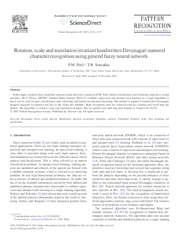 (PDF) Rotation, scale and translation invariant handwritten Devanagari numeral character ...