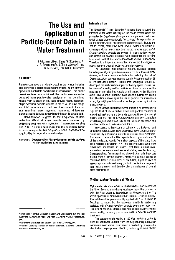 (PDF) The Use and Application of Particle-Count Data in Water Treatment