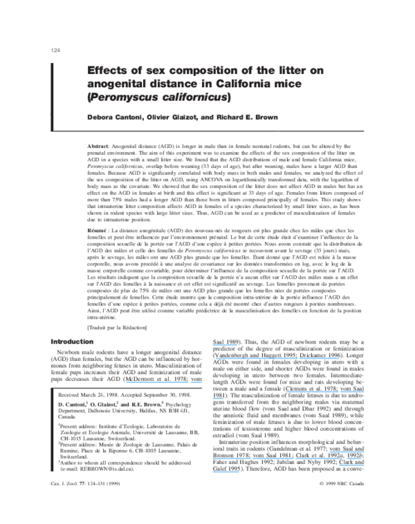 (PDF) Effects of sex composition of the litter on anogenital distance ...