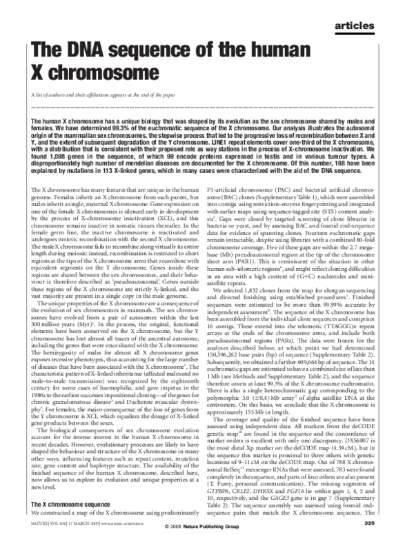 (PDF) The DNA sequence of the human X chromosome