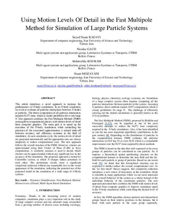 (PDF) Using motion levels of detail in the fast multipole method for simulation of large ...