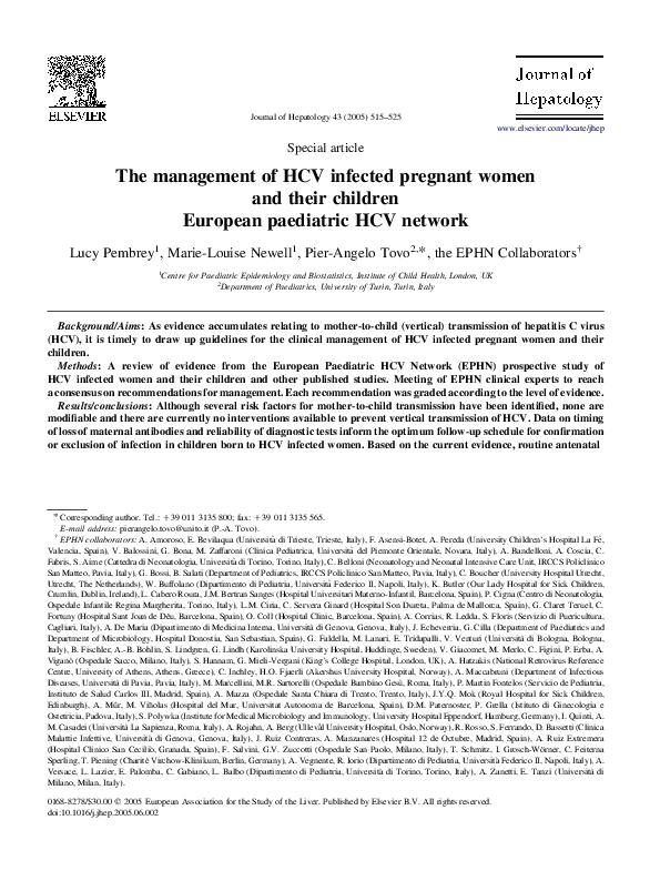 (PDF) The management of HCV infected pregnant women and their children ...