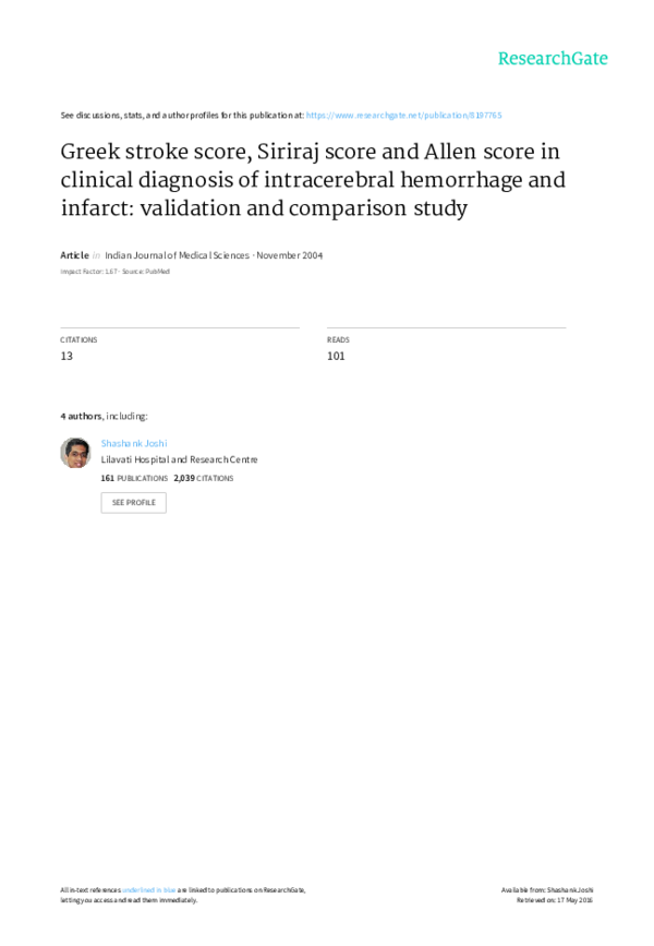 (PDF) Greek score, siriraj score and allen score in clinical diagnosis ...