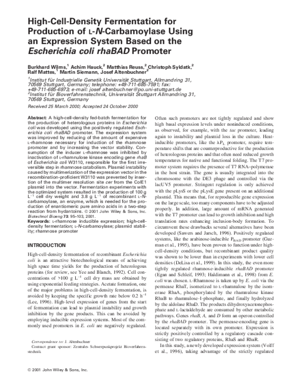 (PDF) High-cell-density fermentation for production ofL-N-carbamoylase ...