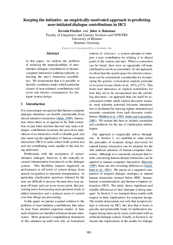 (PDF) Keeping the Initiative: An Empirically-Motivated Approach to ...