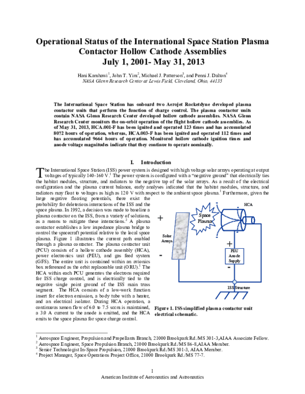 (PDF) Operational Status of the International Space Station Plasma ...