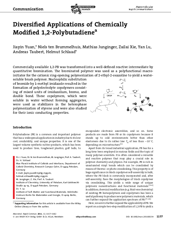 (PDF) Diversified Applications of Chemically Modified 1,2-Polybutadiene ...