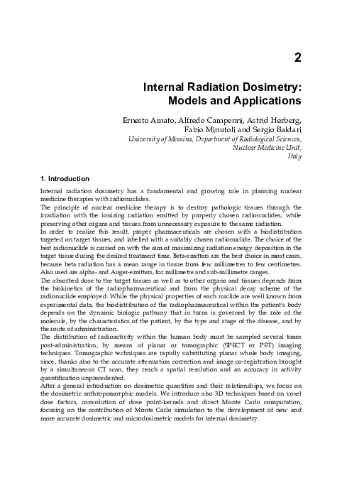 (PDF) Internal Radiation Dosimetry: Models and Applications