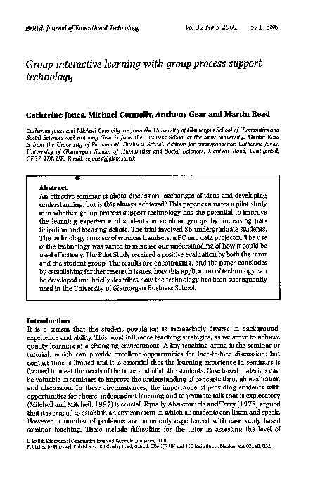 (PDF) Group interactive learning with group process support technology