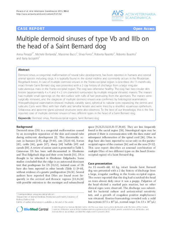 (PDF) Multiple dermoid sinuses of type Vb and IIIb on the head of a ...