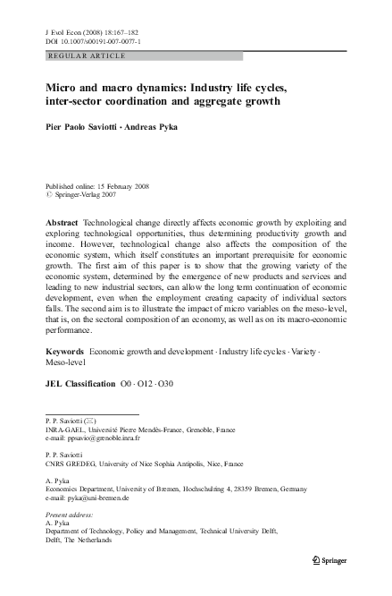 (PDF) Micro and macro dynamics: Industry life cycles, inter-sector ...