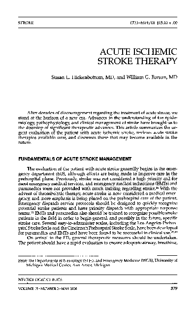 (PDF) Acute Ischemic Stroke Therapy